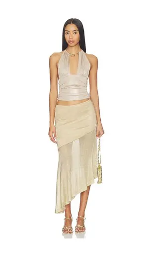 TIGER MIST Vianna Halterneck Top - Gold