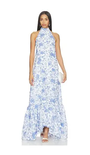 ELLIATT Elin Halter Gown - White & Blue