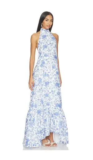 ELLIATT Elin Halter Gown - White & Blue