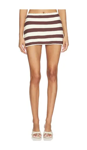 Solid & Striped The Celeste Skort Brown/cream Stripes - Truffle