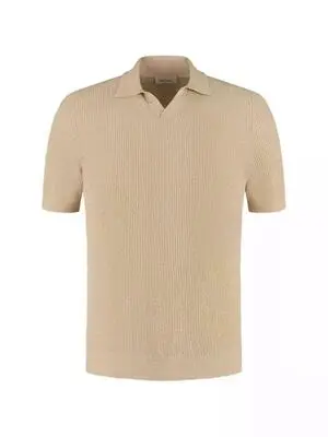 GRAN SASSO V-neck Ribbed Polo Shirt - Neutrals