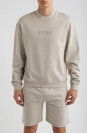 BOSS Cotton French Terry Crewneck Sweatshirt
