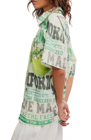 Free People Fresh Squeezed Cotton Button-up Shirt - Citrus Fade