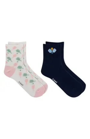 K BELL SOCKS Assorted Pickleball Quarter Socks 2-pack - Asst