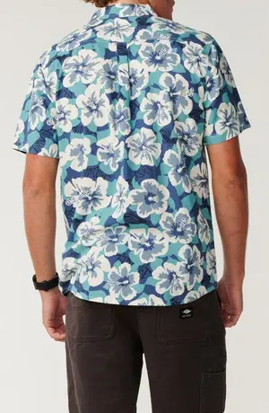 Rip Curl Sessions Short Sleeve Button-up Shirt - Light Navy