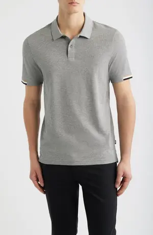 BOSS Parlay Cotton Piqué Polo - Silver