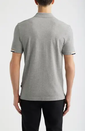 BOSS Parlay Cotton Piqué Polo - Silver