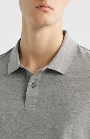 BOSS Parlay Cotton Piqué Polo - Silver