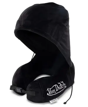 VON DUTCH Eyeconic Hooded Travel Neck Pillow - Black