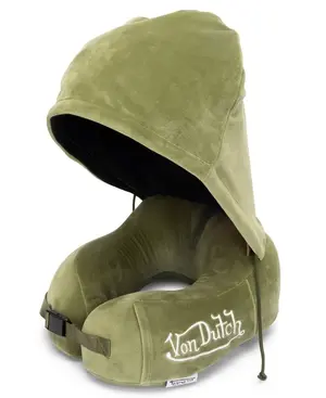 VON DUTCH Eyeconic Hooded Travel Neck Pillow - Green