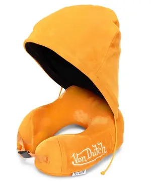 VON DUTCH Eyeconic Hooded Travel Neck Pillow - Orange