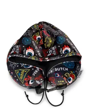 VON DUTCH Jax Hooded Memory Foam 11" Travel Neck Pillow - Black