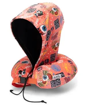 VON DUTCH Jax Hooded Memory Foam 11" Travel Neck Pillow - Pink