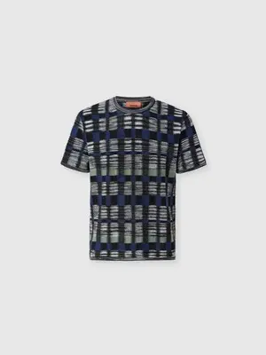 Missoni Crew-neck Cotton And Viscose T-shirt With Check Pattern - Multicoloured