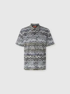 Missoni Cotton Polo Shirt With Raschel Knit And Greek Motif - Green