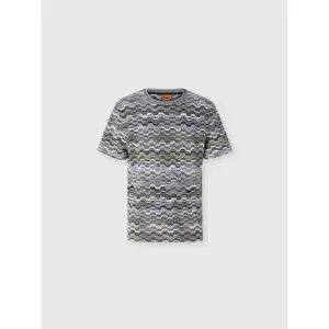 Missoni Crew-neck Cotton T-shirt With Raschel Knit And Greek Motif - Beige