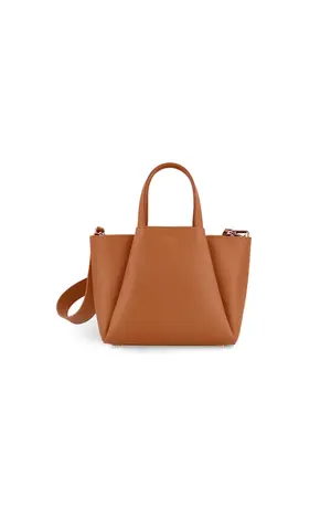 KAAI Mini Pyramid Leather Crossbody Bag - Cognac