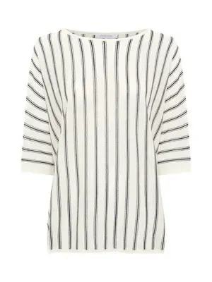 Gerard Darel Lysia 3/4 Sleeve Round Neck Knit Top - Navy Blue