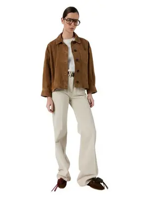 Gerard Darel Tanael Suede Leather Jacket - Straw