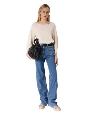 Gerard Darel Liona 3/4 Sleeve Boat Neck Knit Top