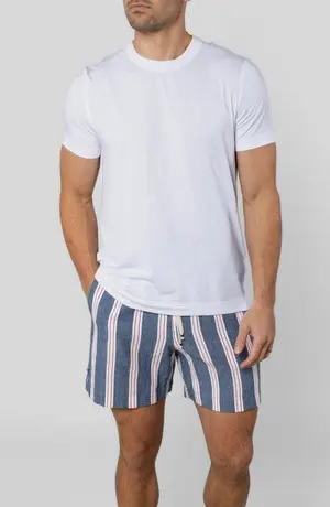 LEISURE LAB Striped Cotton-linen Short