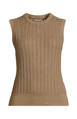 LANDS' END Cotton Pointelle Shell - Vicuna Heather