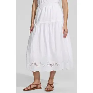 LANDS' END Voile Eyelet Maxi Skirt - White