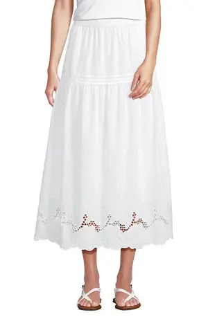 LANDS' END Voile Eyelet Maxi Skirt - White