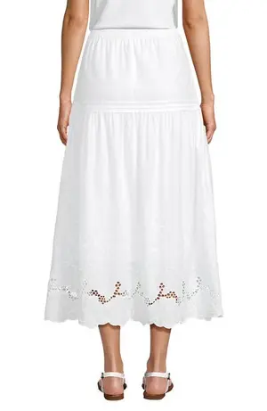 LANDS' END Voile Eyelet Maxi Skirt - White