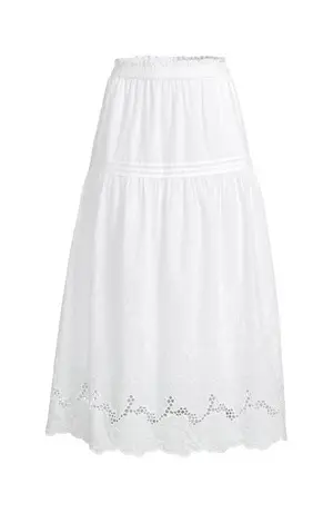 LANDS' END Voile Eyelet Maxi Skirt - White