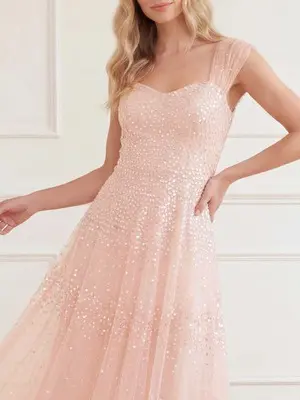 NEEDLE & THREAD Sequin Sweetheart Ankle Gown - Opal