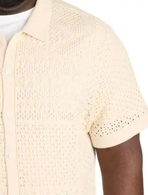Lucky Brand Big & Tall Crochet Button-up Sweater