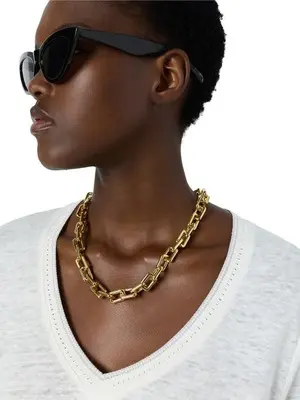Gerard Darel Mirana Linen V-neck T-shirt With Lurex Collar Detail - White