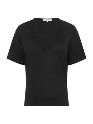 Gerard Darel Maevanelle Embroidered Linen T-shirt - Black