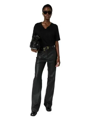 Gerard Darel Maevanelle Embroidered Linen T-shirt - Black