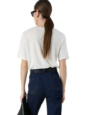 Gerard Darel Maevanelle Embroidered Linen T-shirt