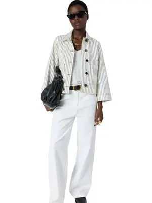 Gerard Darel Tamea Striped Denim Jacket - Ecru