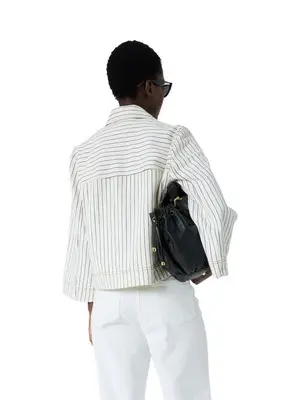 Gerard Darel Tamea Striped Denim Jacket - Ecru