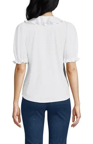LANDS' END Slub Ruffle Pintuck Top