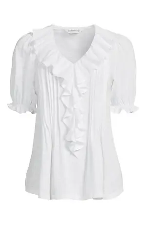 LANDS' END Slub Ruffle Pintuck Top