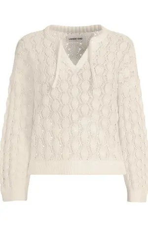 LANDS' END Drifter Pointelle Notch Neck Sweater