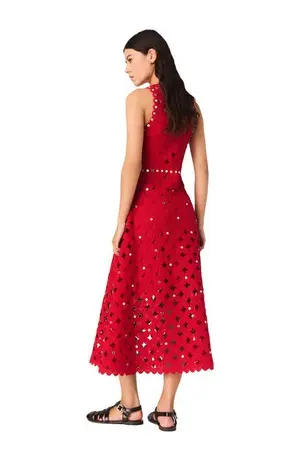 Maje Mirro Crochet Midi Dress
