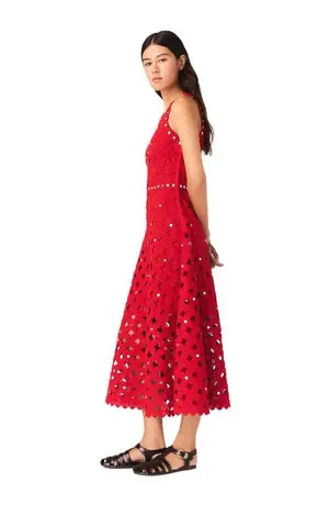 Maje Mirro Crochet Midi Dress