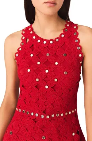 Maje Mirro Crochet Midi Dress