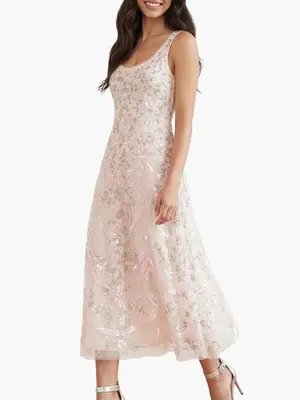 NEEDLE & THREAD Ribbon Heart Scoop Neck Ballerina Dress