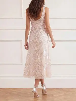 NEEDLE & THREAD Ribbon Heart Scoop Neck Ballerina Dress