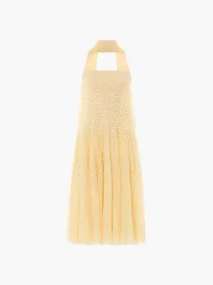 NEEDLE & THREAD Sunrise Sequin Strapless Cape Ballerina Dress