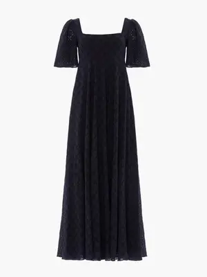 NEEDLE & THREAD Marisol Cotton Broderie Ankle Gown - Jet Black