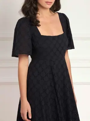 NEEDLE & THREAD Marisol Cotton Broderie Ankle Gown - Jet Black