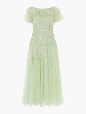 NEEDLE & THREAD Sunrise Sequin Short Sleeve Ankle Gown